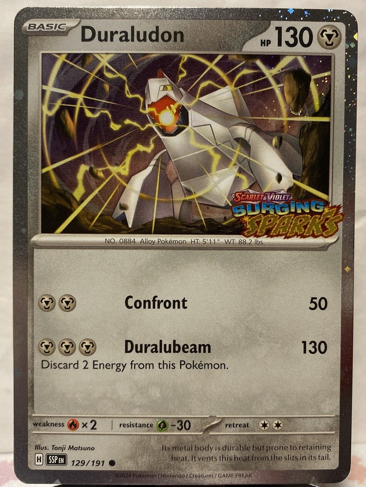 Duraludon Surging Sparks Stamped Card 129/191 Cosmos Holo | eBay
