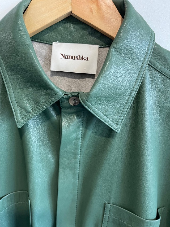 Nanushka Green Vegan Leather Declan Shirt Medium | eBay UK