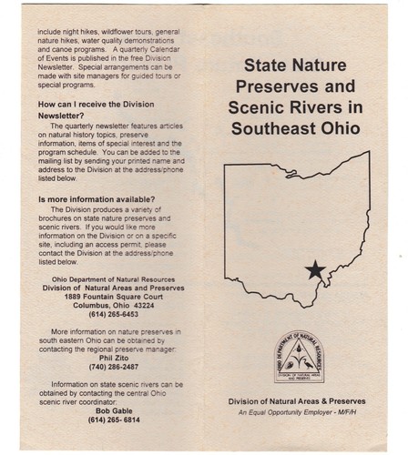 1980s State Nature Preserves and Scenic Rivers in Southeast Ohio ...