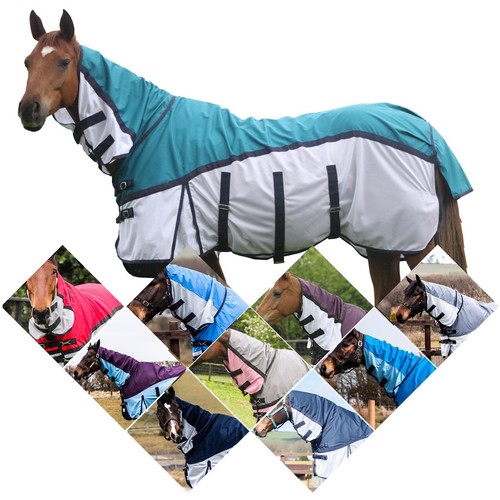 600D 2 in 1 Combo Waterproof Fly Turnout Mesh Horse Rug Fixed Neck ...