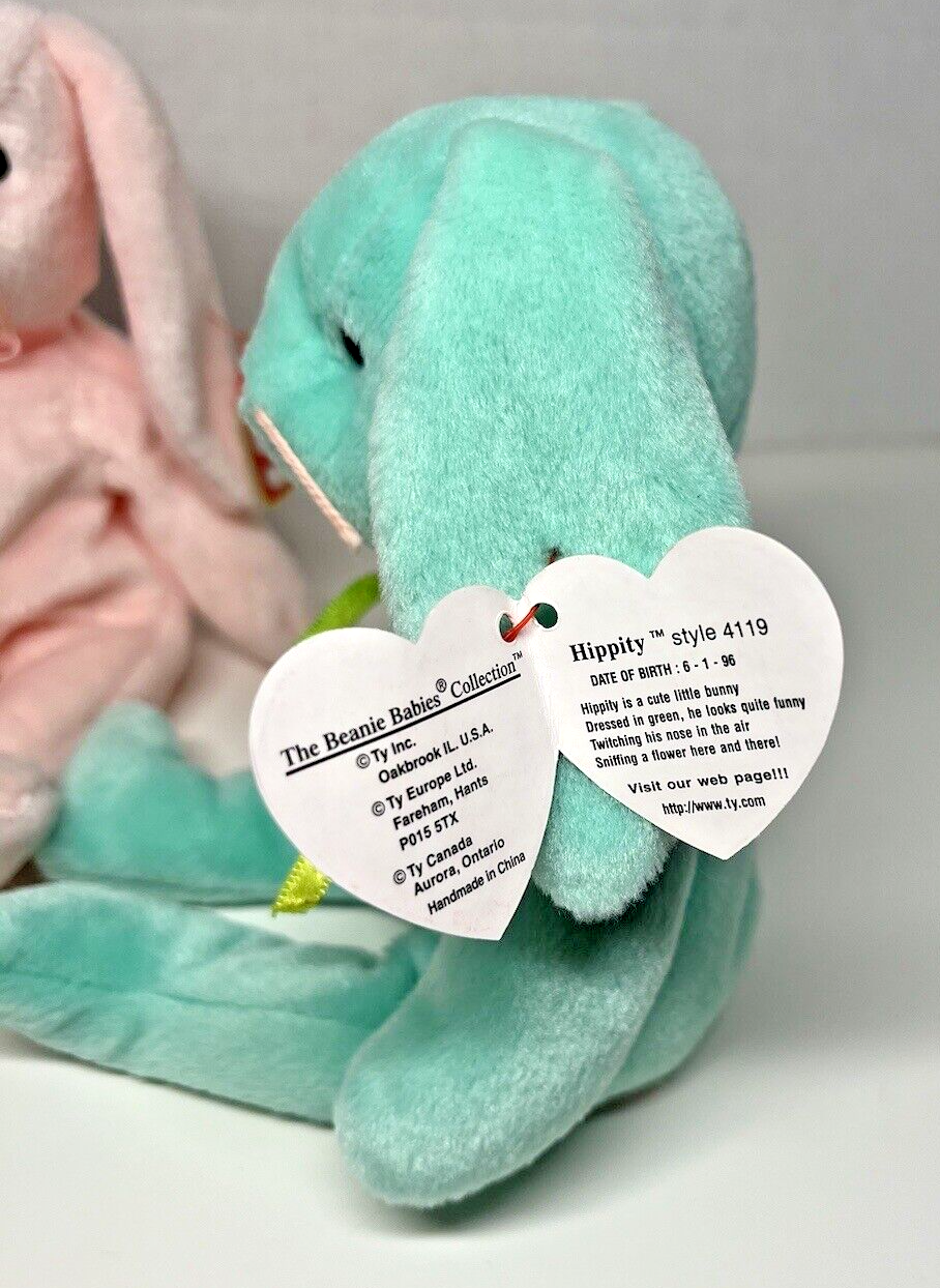 Ty Beanie Babies Flippity, Floppity & Hoppity Bunnies 1996 PVC lot of 3 ...