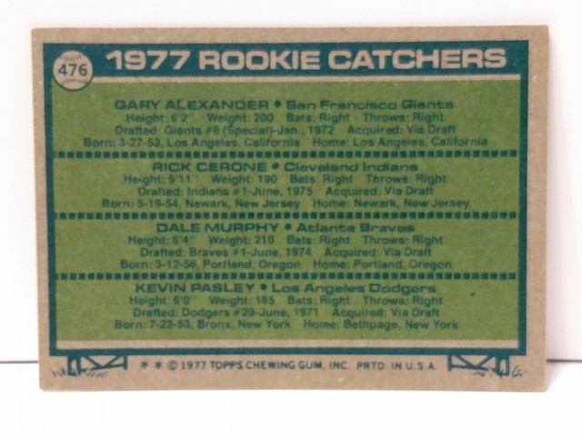 1977 Topps - Rookie Catchers #476 Rick Cerone, Gary Alexander, Kevin ...