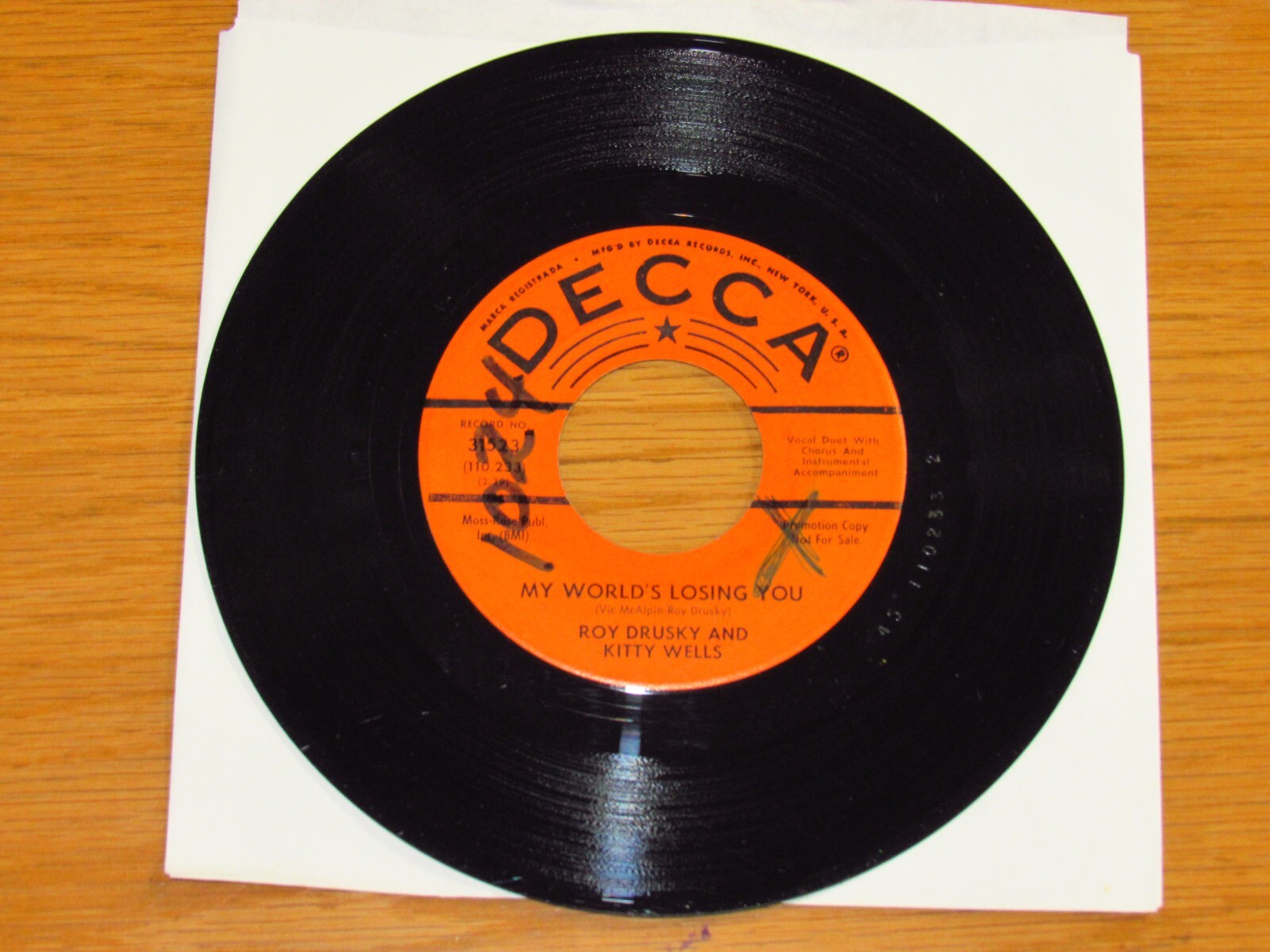 PROMO COUNTRY 45 RPM - KITTY WELLS/ROY DRUSKY - DECCA 31523 "ANOTHER ...