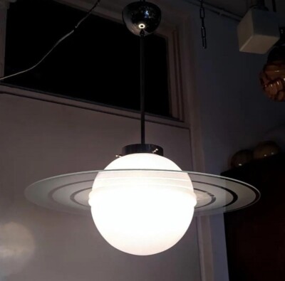 ANTIQUE VINTAGE SATURN ART DECO FIXTURE CEILING BRASS HANGING LIGHT ...