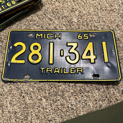 1965 Trailer Michigan License Plate 281-341 | eBay