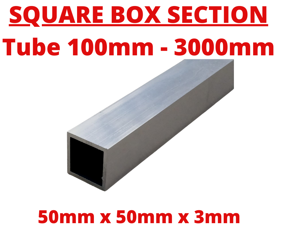 Aluminium Square Box Section Tube 50mm x 50mm x 3mm - Length 100mm to ...