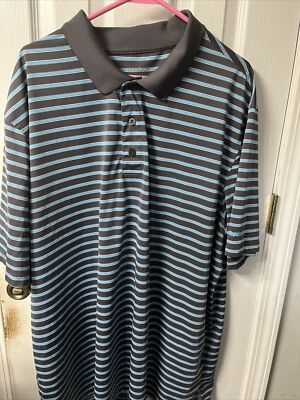 Mens Reebok Golf Black Striped Athletic Golf Polo Shirt Size 3XL Short ...