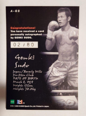 Genki Sudo 08/20 K1 World Max Collectible Card Autographed Jiu Jitsu ...