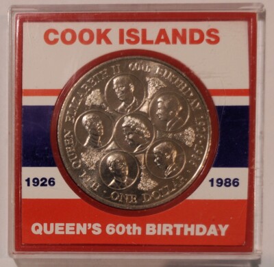 1986 COOK ISLANDS Queen Elizabeth II 60th BIRTHDAY Vintage $1 Dollar ...
