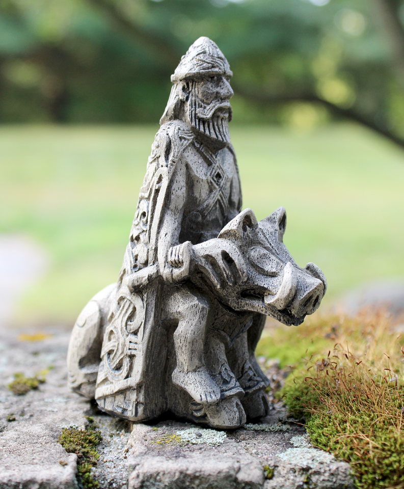 Freyr Figurine - Stone Finish - Norse God of Harvest Viking Statue ...
