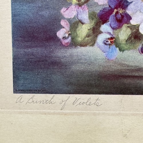 VTG Unframed LITHOGRAPH ARTWORK Morris & Bendien "A Bunch of Violets ...