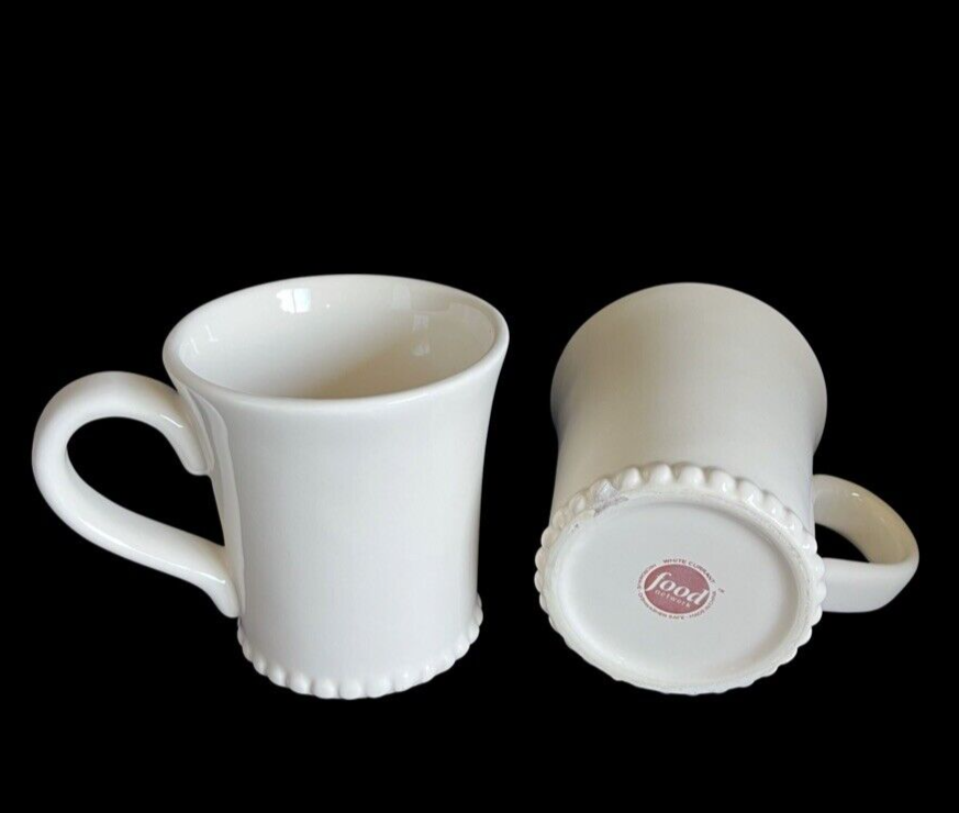 Set of 2 Food Network White Currant Pattern Coffee Mugs 4" Tall 13 oz ...