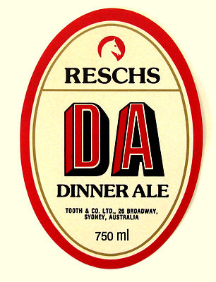 Tooth & Co. Ltd RESCHS DA - DINNER ALE beer label AUSTRALIA 750ml | eBay