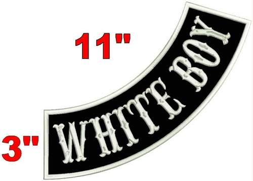 WHITE BOY MOTORCYCLE BIKER MC CLUB VEST 11" SIDE BOTTOM ROCKER PATCH 5 ...