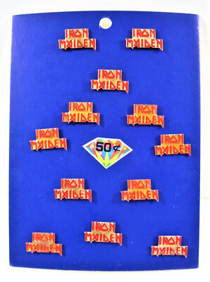 Vintage Iron Maiden Music Rock Band Concert Pin Display 12 On Card Old ...