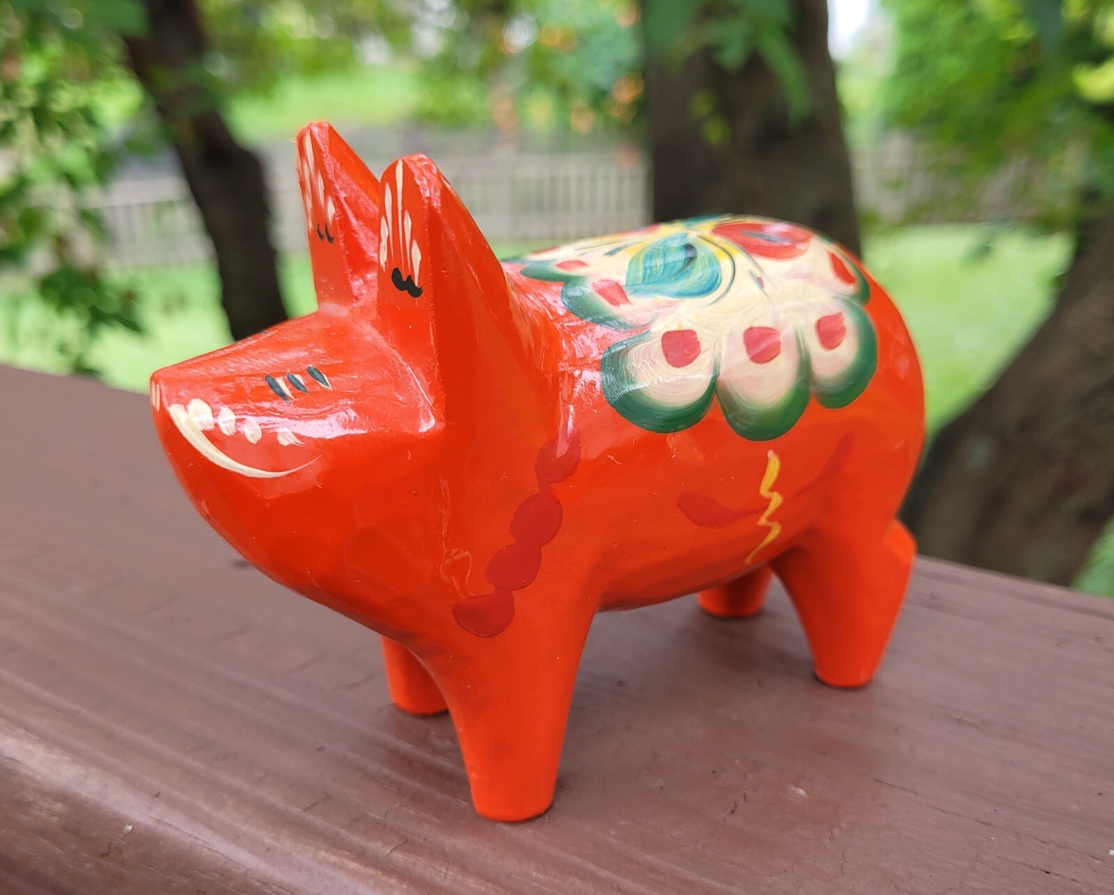 Orange Wooden Dala Pig by Nils Olsson of Sweden, 4.5"L | eBay