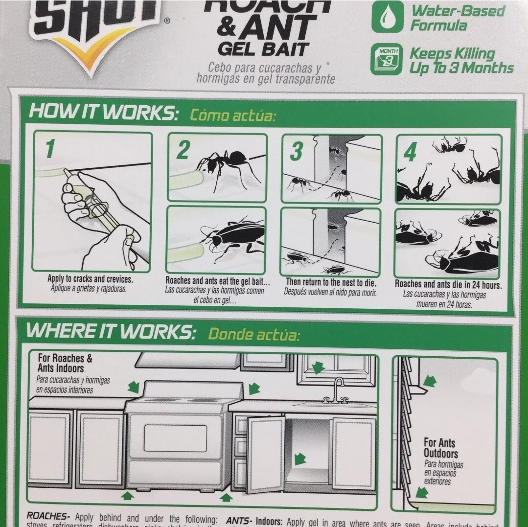 Lot Of 2 Hot Shot Ultra Clear Roach Ant Gel Bait Killer Poison Pest ...