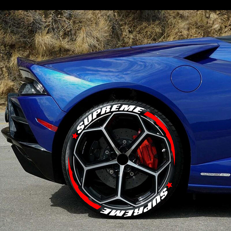 SUPREME Tire Lettering Sticker 1.06" For 14"-22" With Red Stripes 8 ...