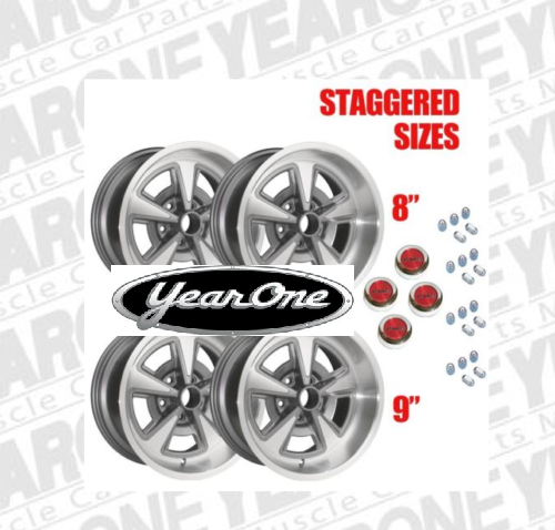 Pontiac Rally II Staggered Gun Metal Grey Wheel Kit 17x8 17x9 | One ...