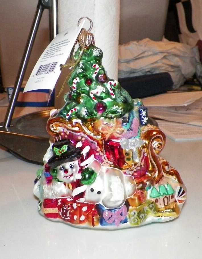 Christopher Radko Christmas Ornament Glass Santa in Sleigh Tree ...