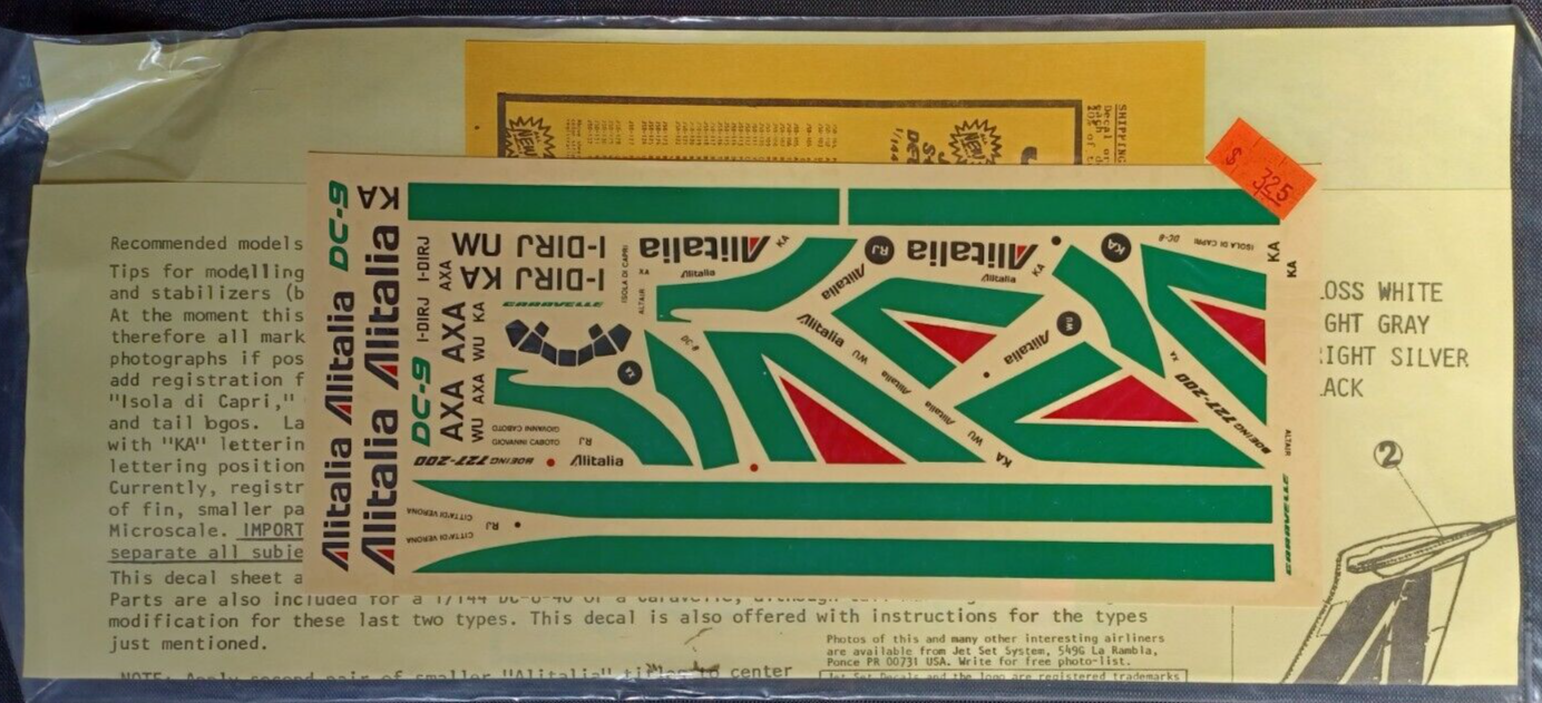 Jet Set 1 | No. JSD-146 | 1:144 DC-9-30/Super-80 Alitalia Decals | eBay