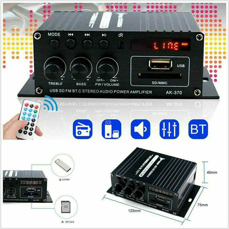 Bluetooth Mini HiFi Digital Stereo Audio 2 Channels Amplifier Power Amp ...