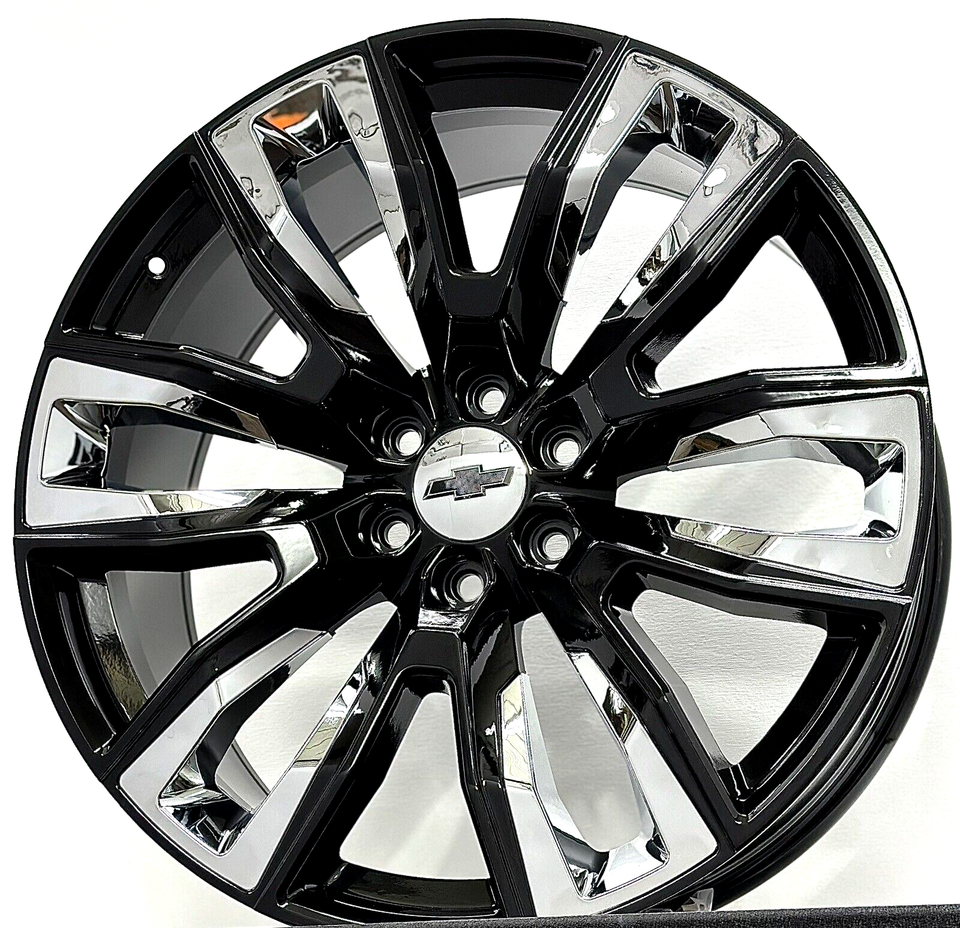22" Gloss Black Chrome OE 95513 SHO Replica Wheels Chevy Tahoe Suburban ...