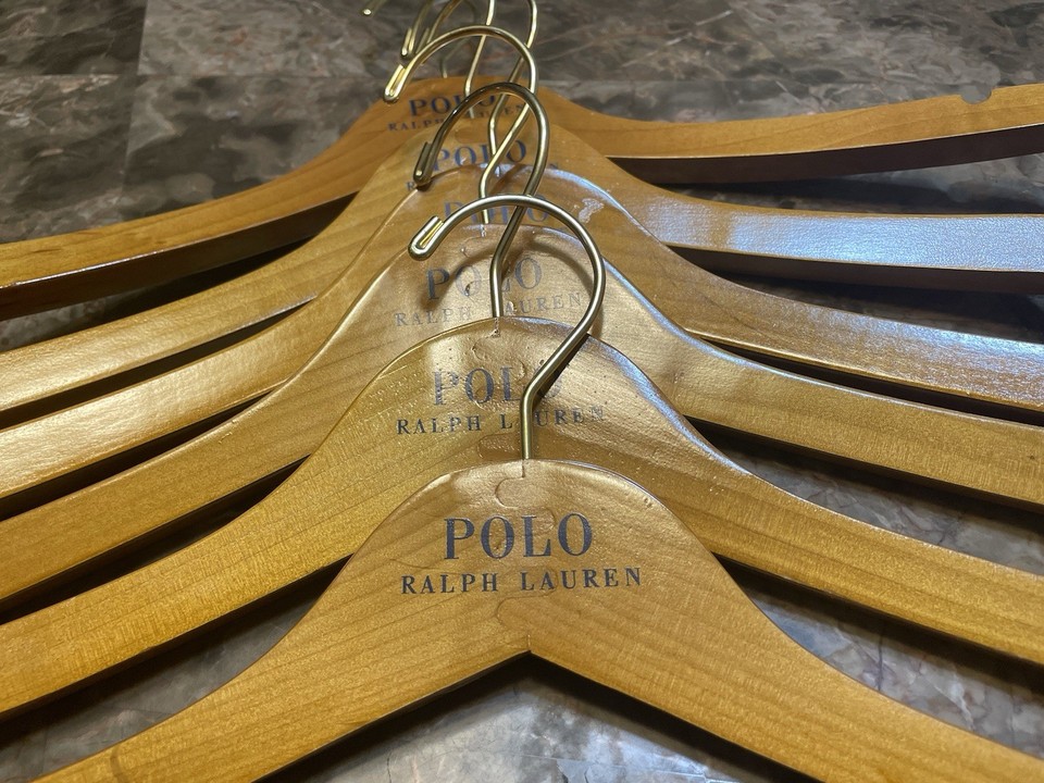 POLO Ralph Lauren LOT of 6 Brown Wooden Retail Store Curved Clothes ...