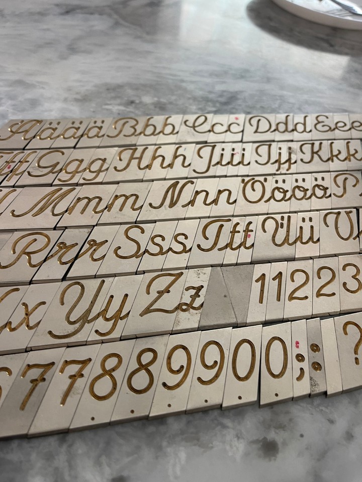 ELMA RINGSTAR FONT LETTER SET used CONNECTING SCRIPT ENGRAVING LETTERS ...