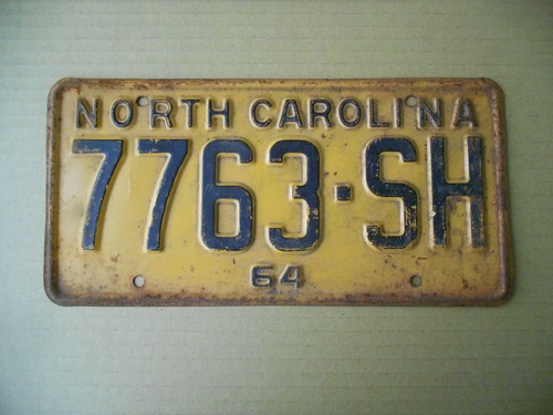 1964 NC License Plate 7763-SH North Carolina Original YOM | eBay
