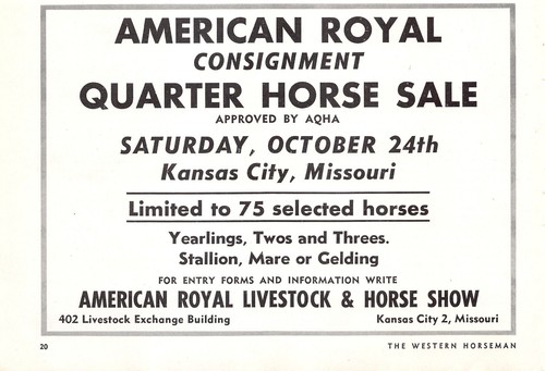 American Royal Consignment Quarter Horse Sale Kansas City MO Vtg Mag Print Ad | eBay