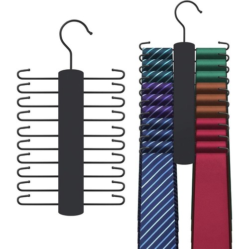 2 Pcs with 20 Hooks Tie Racks Non-Slip Tie Rack Wall Mounted Tie ...