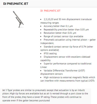 Ametek Solartron DJ/10/P jet pneumatic probe w/10mm stroke mfr p/n ...