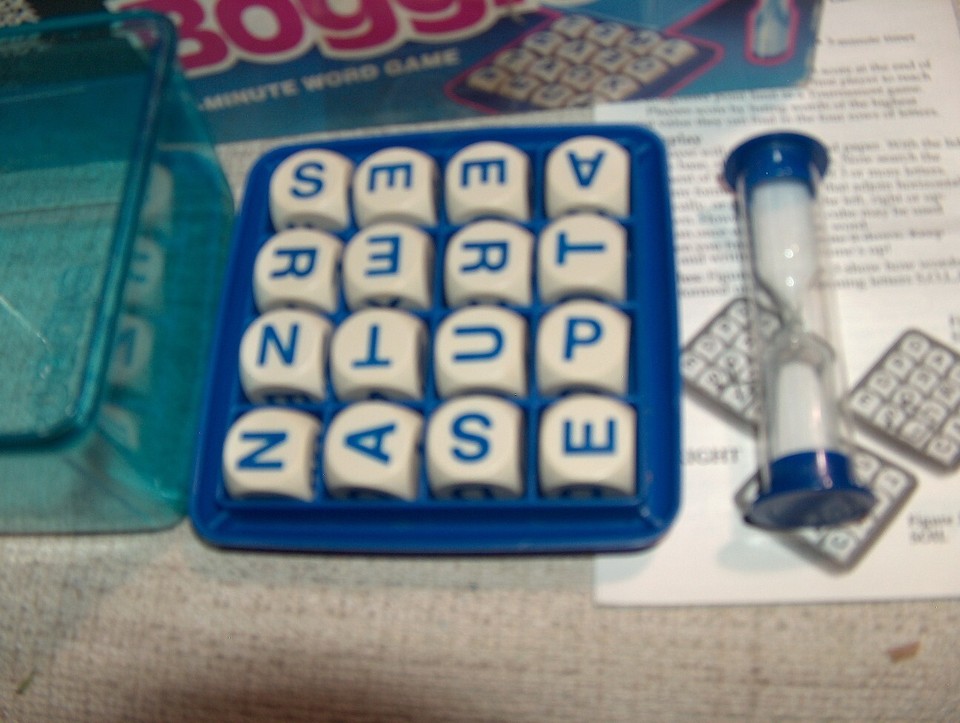 Vintage Boggle Parker Brothers Hidden Word Game Dice Shaker Box Timer ...