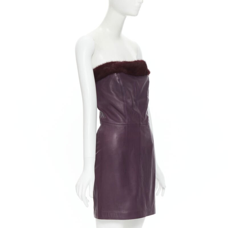 vintage Runway GIANNI VERSACE 1997 purple leather fur vintage Runway GIANNI VERSACE 1997 purple leather fur