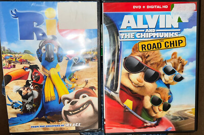 2 Pack Movies Rio 2 + Alvin & The Chipmunks Road Chip DVD & Dig HD -New ...