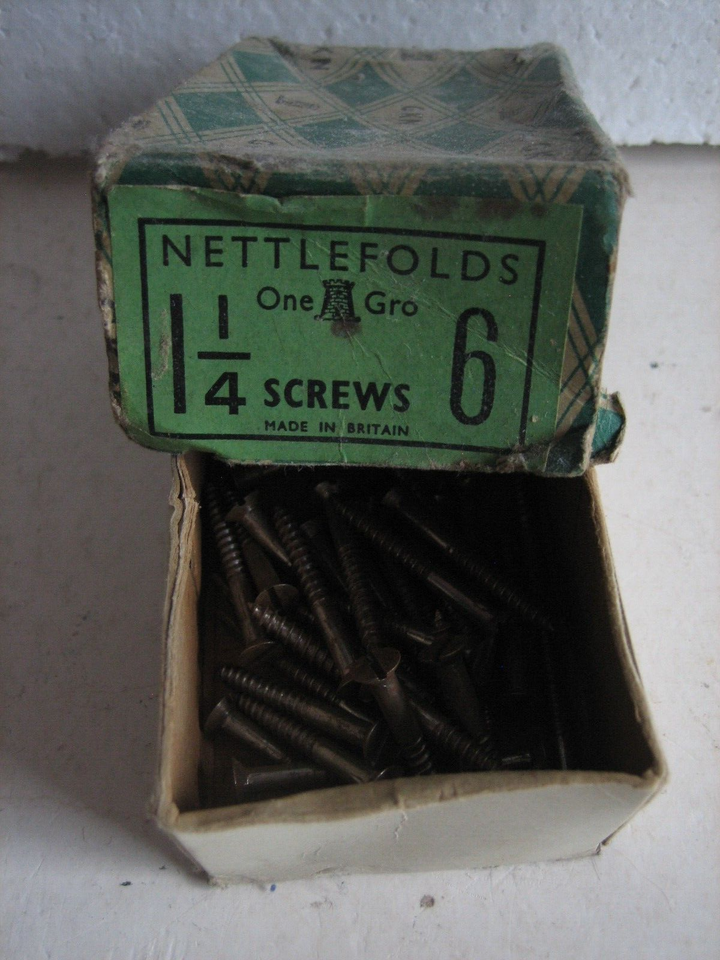NETTLEFOLDS STEEL SCREWS 6 X 1 1/4 COUNTERSUNK WOOD VINTAGE RETRO FILM ...