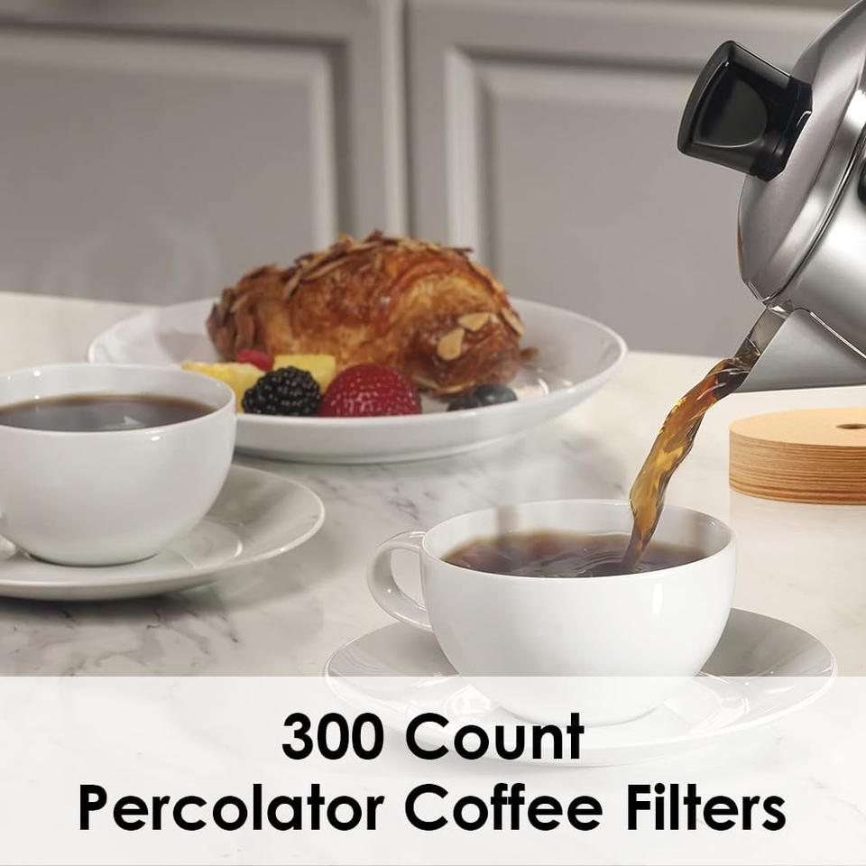 300 Pcs Percolator Coffee Filters – 3.75" Unbleached Disposable Disc ...