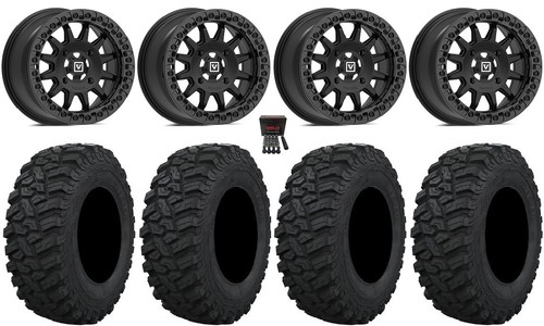 Valor V09 Beadlock 15" Wheels Black 30" Trekker Tires Polaris Sportsman ...
