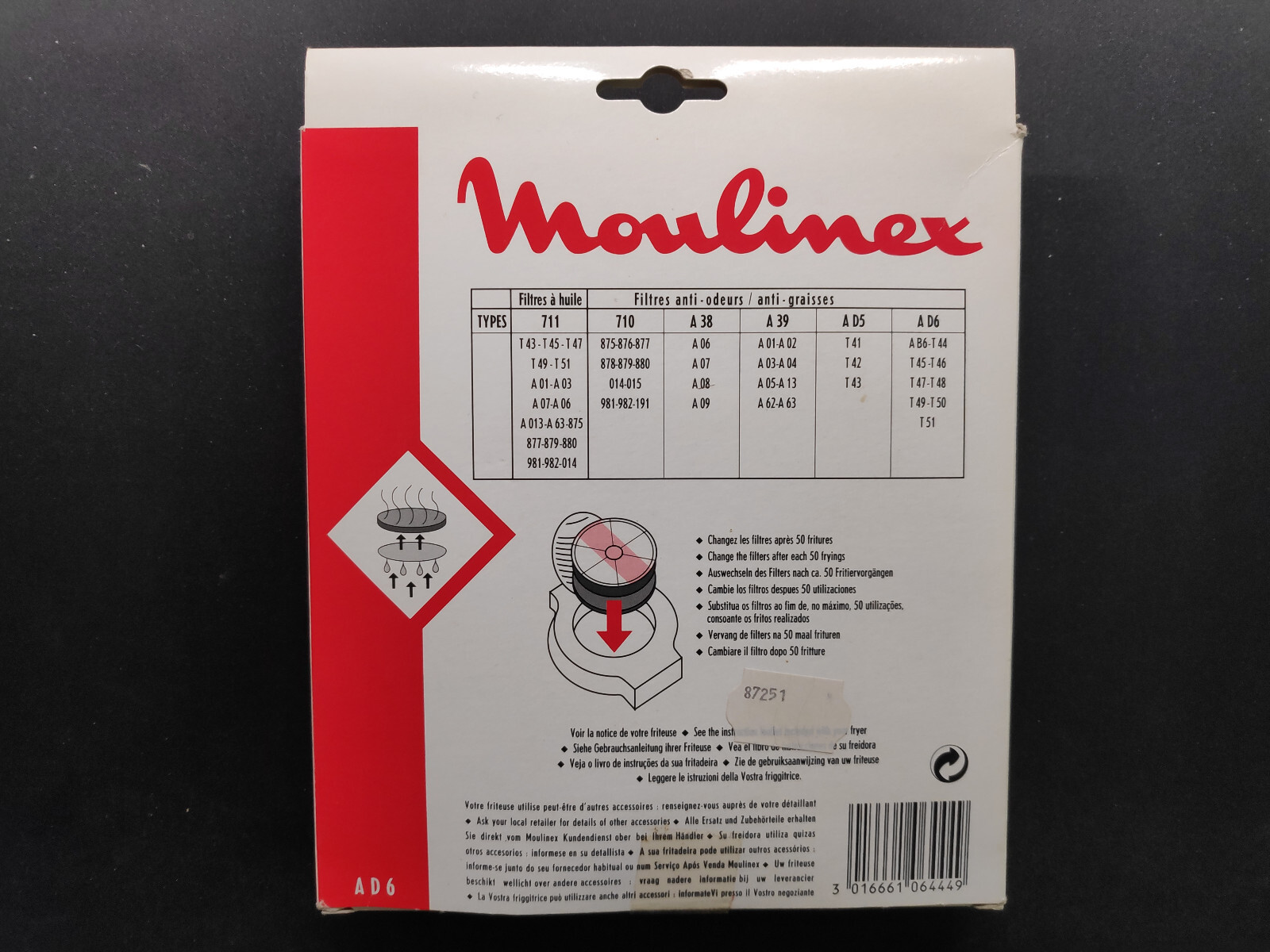 Für Moulinex-Friteuse 1 Fett-und Geruchsfilter + 3 x 12 = 36 Micro-Fein ...