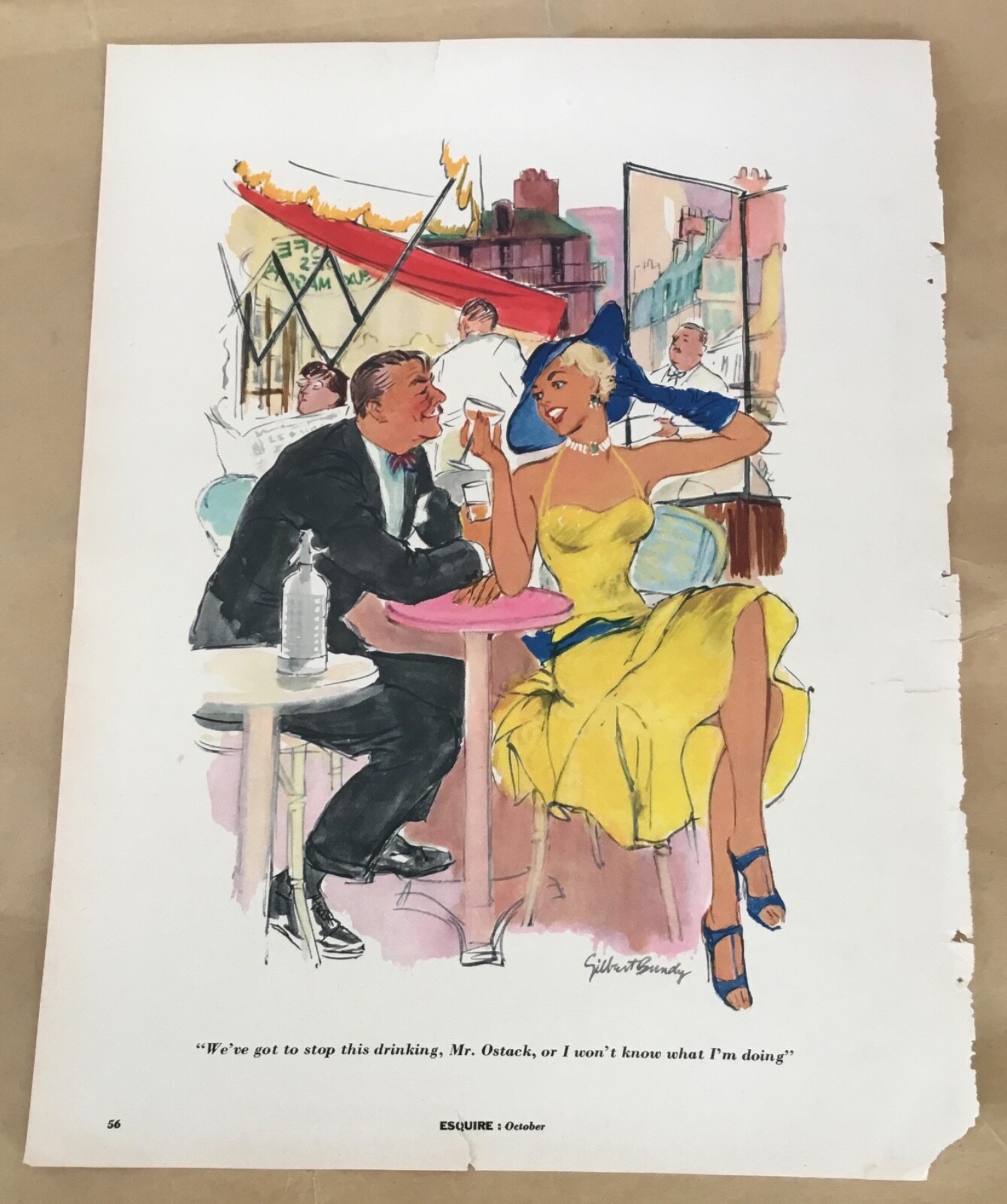 Gilbert Bundy pictorial vintage print 1950s illustration art retro ...