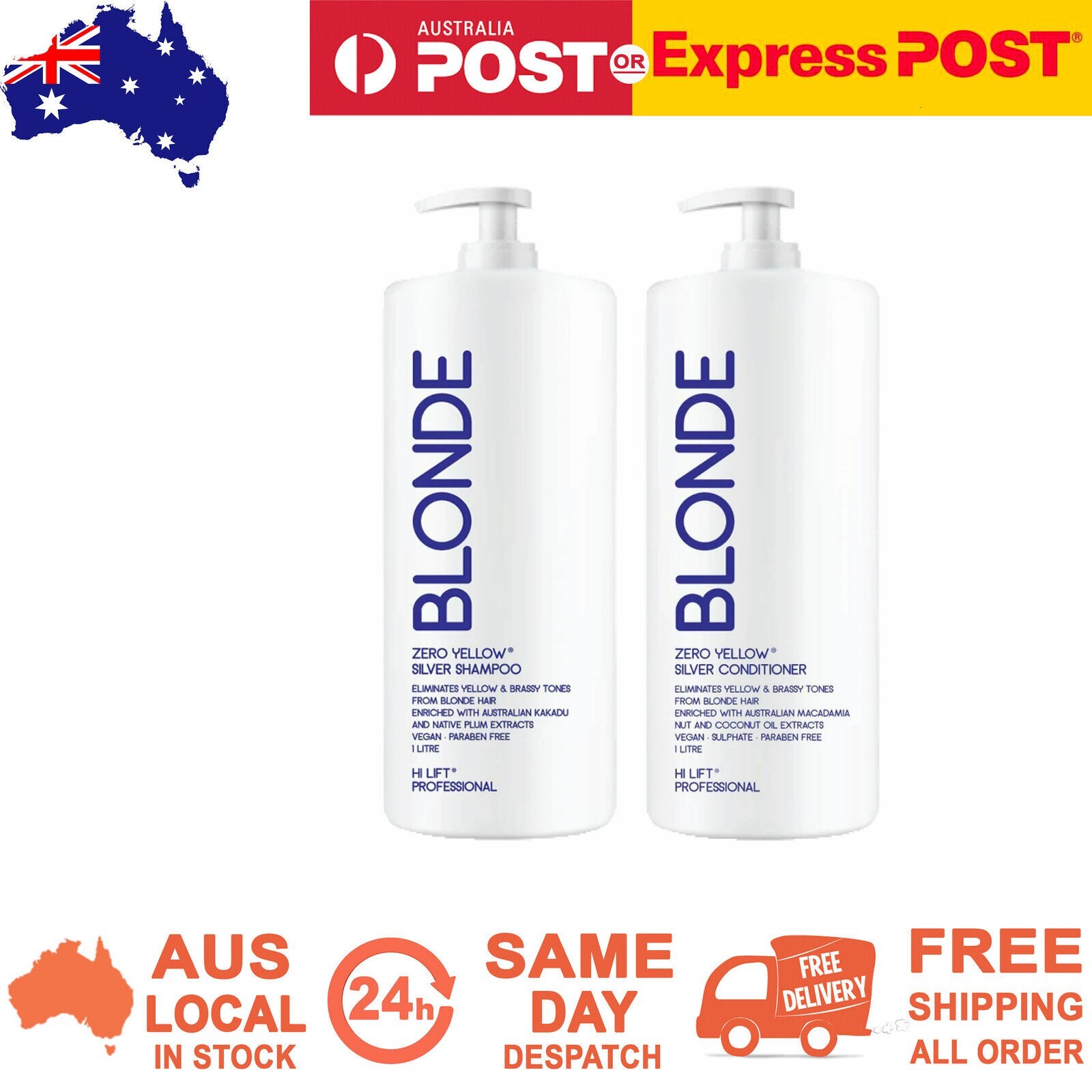 Hi Lift True Blonde Zero Yellow Pure Silver 1L 1000ml Shampoo ...