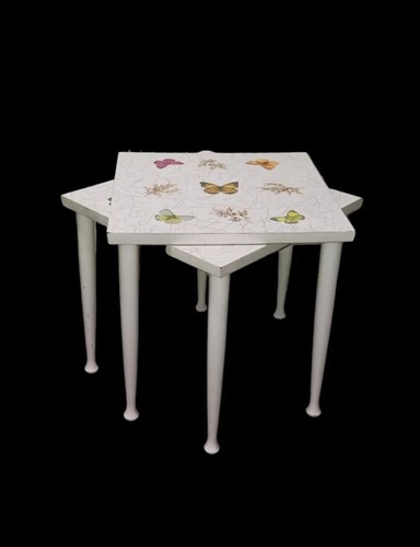 Vintage MCM Formica Stacking Tables 2 Retro Nesting Atomic Butterfly ...