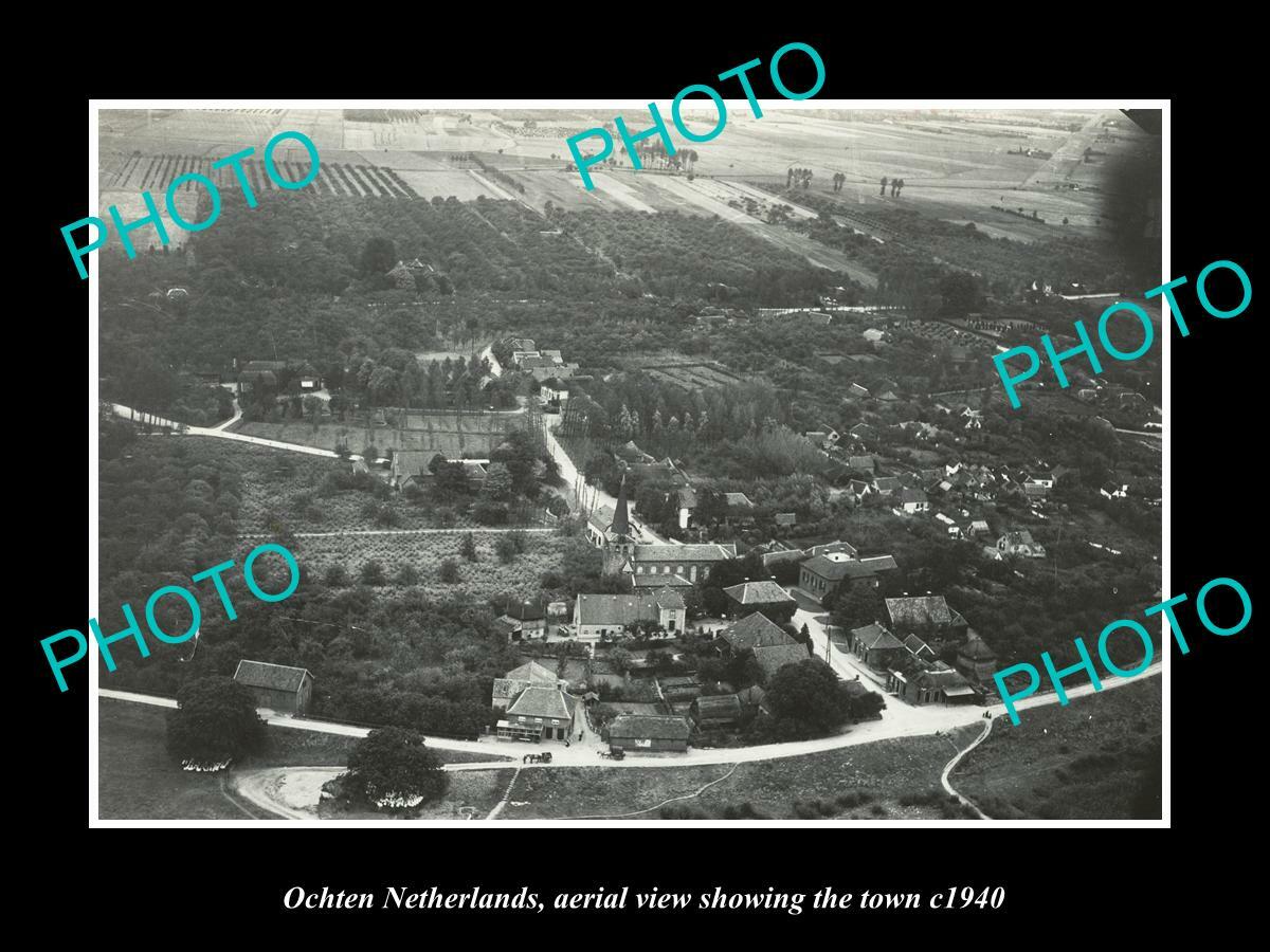 OLD POSTCARD SIZE PHOTO OCHTEN NETHERLANDS HOLLAND TOWN AERIAL VIEW ...