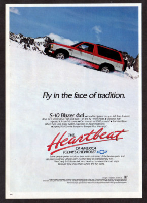 1989 CHEVROLET S-10 Blazer Vintage Original Print AD Red car photo snow ...