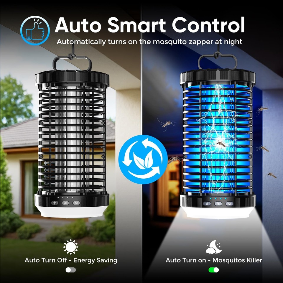 Bug Zapper Outdoor, 2025 Upgraded 3 in 1 Rechargeable Bug Zapper with ...