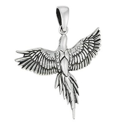 925 Sterling Silver Phoenix Necklace Womens Mens Bird Falcon Hawk Raven ...