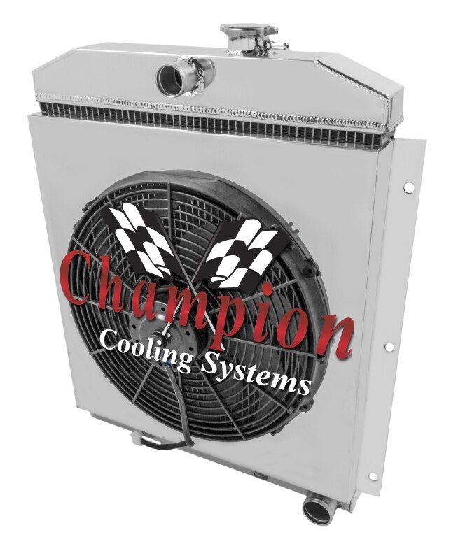 1947-1954 Chevy Suburban Aluminum 3 Row Champion Radiator, Fan Shroud ...