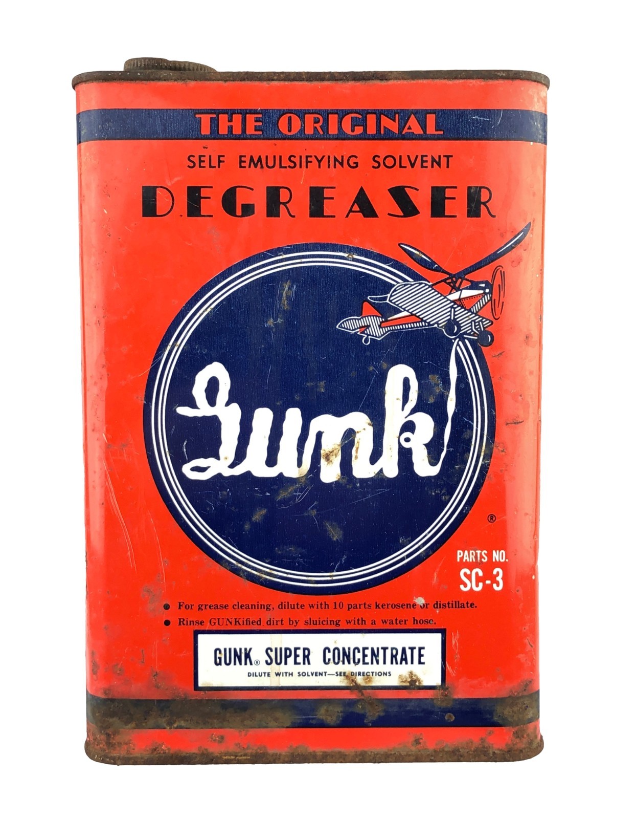 Vintage Rectangular Steel GUNK Can Orange Blue Aircraft Degreaser 1 ...