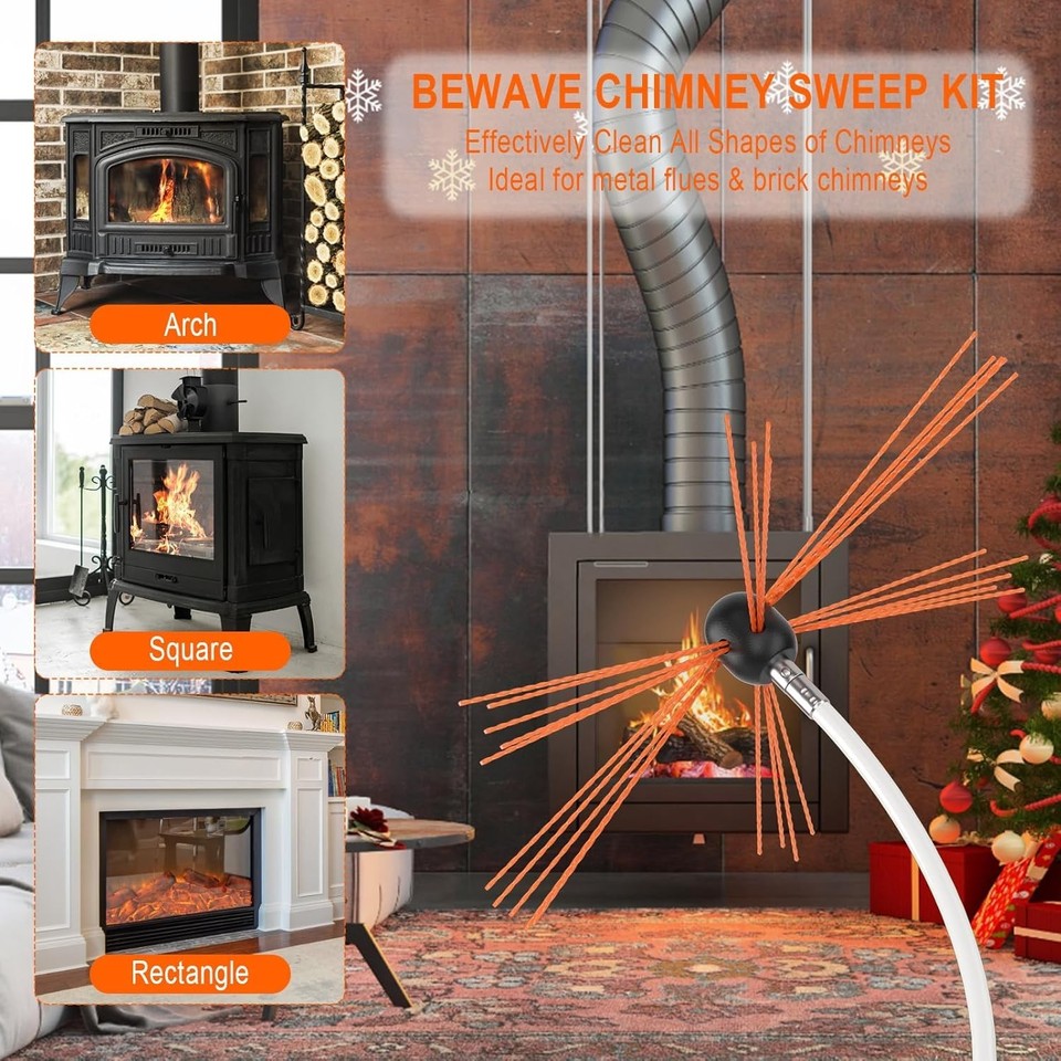 Chimney Sweep Kit 20 FT Chimney Cleaning Kit with Nylon Flexible Rods ...